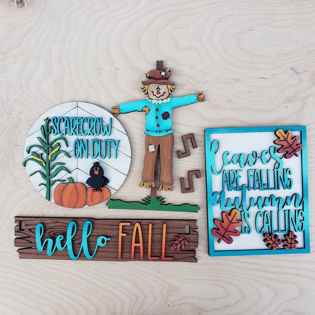 Fall Scarecrow Falling Leaves Interchangeable Set - Etsy
