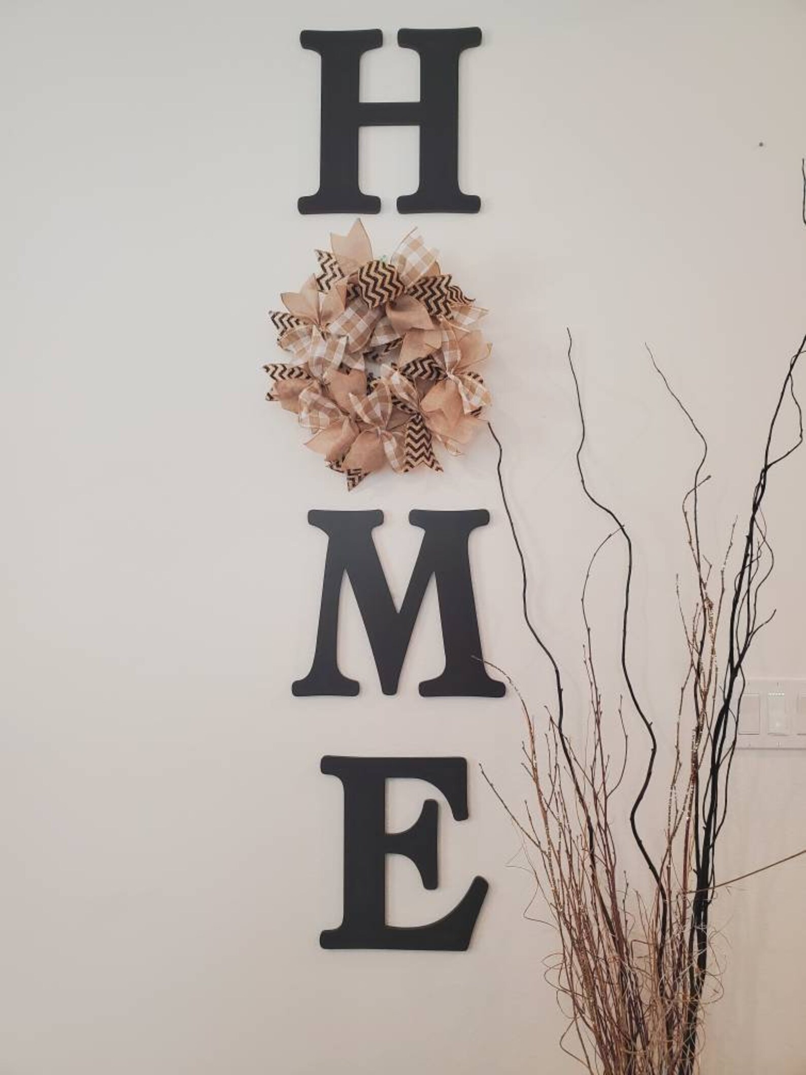 Home Sign Wood Letters With Floral Wreath/ Ribbon | Etsy