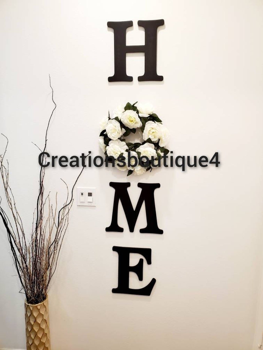 Home Sign Wood Letters With Floral Wreath/ Ribbon - Etsy