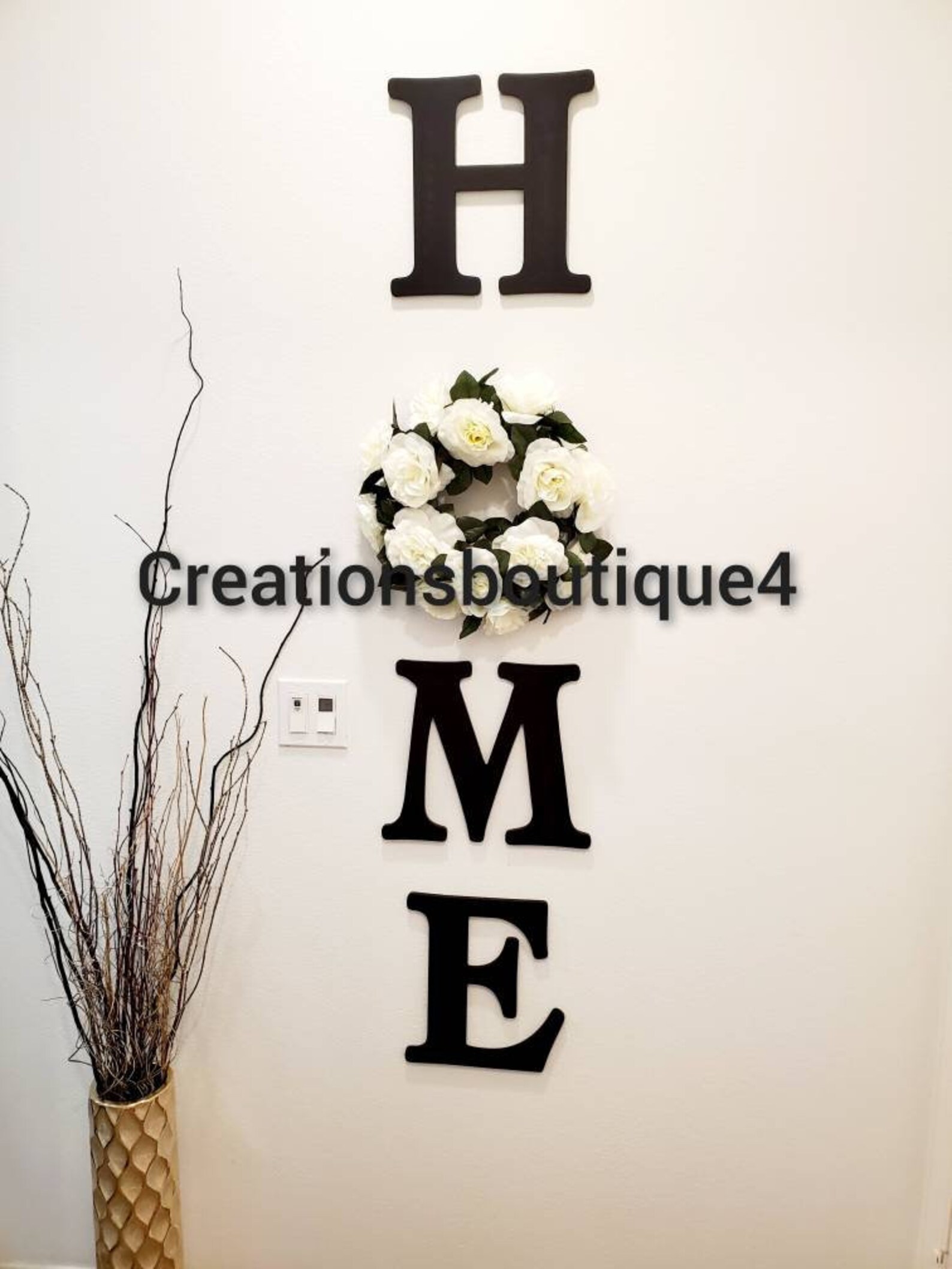 Home Sign Wood Letters With Floral Wreath/ Ribbon | Etsy