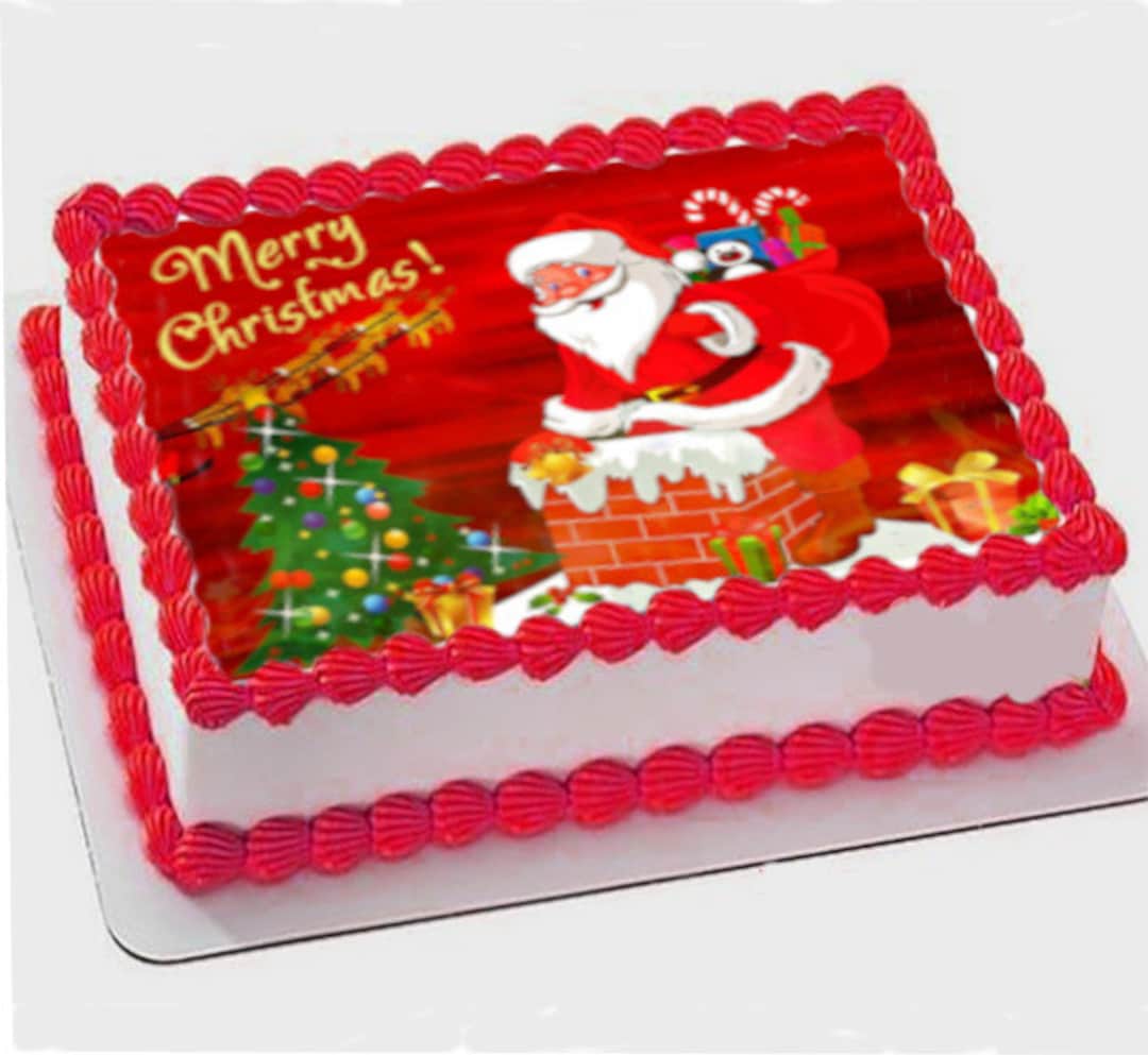 Santa Edible Image Cake Topper Icing Sheet Custom Sizes Half Sheet - Etsy