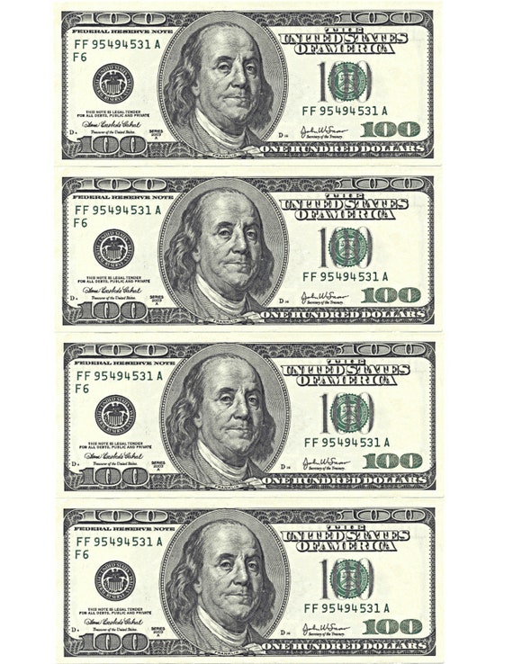 100 Dollar Bill Edible Image Cake Topper | Etsy