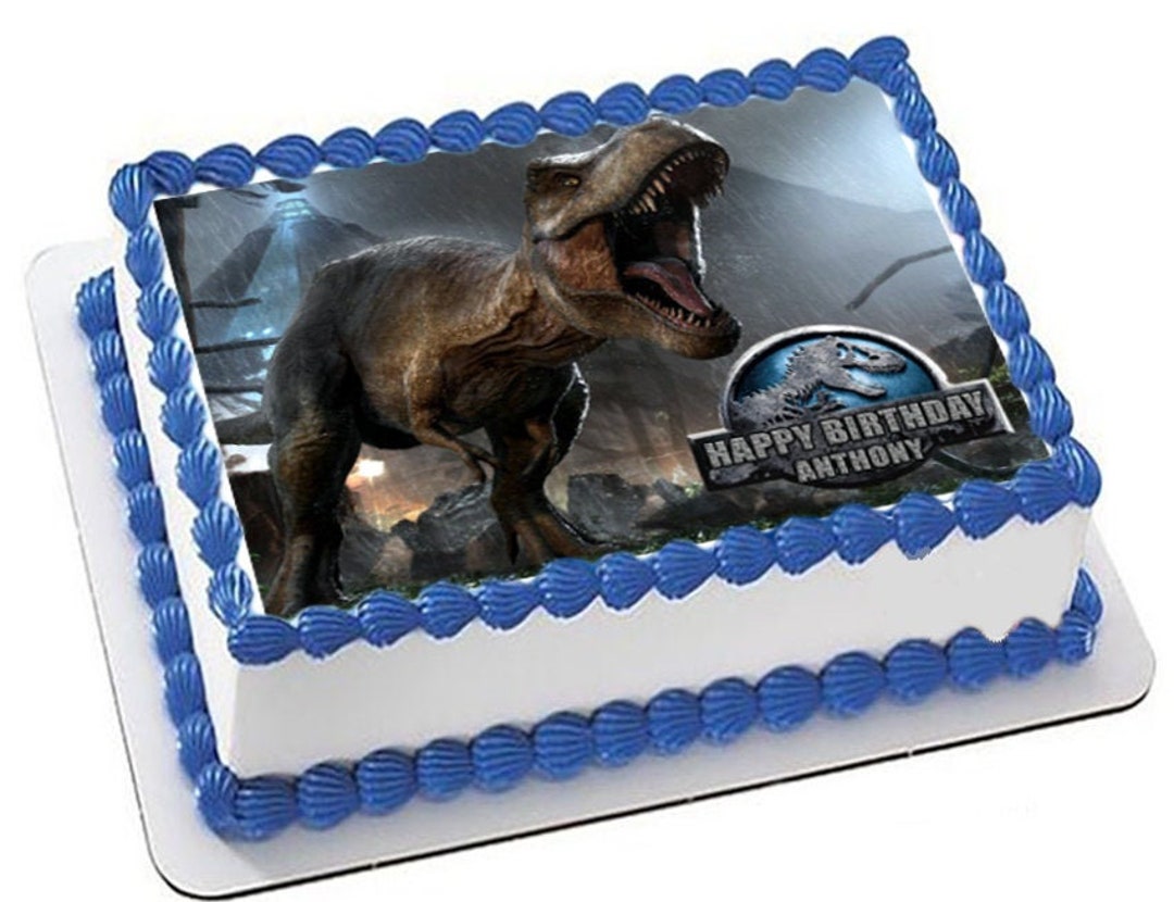 Personalized T-rex Dinosaur Edible Cake Topper - Etsy
