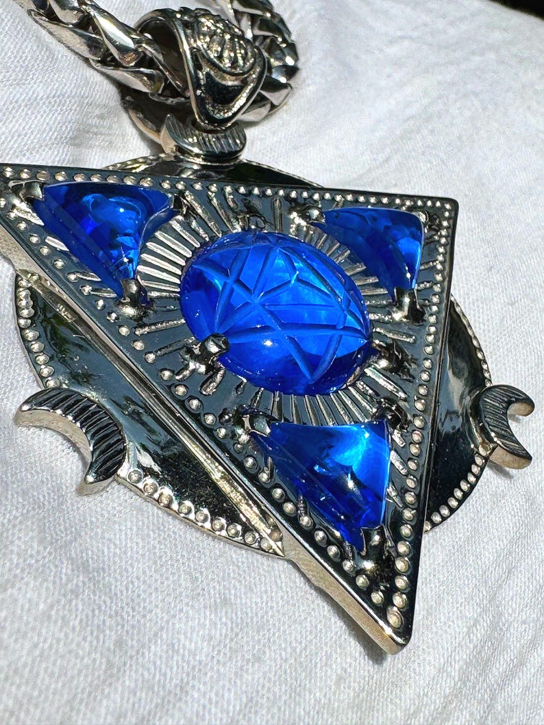 Siberian Blue Quartz Merkaba Pendant: Rhodium Sterling Silver Arcturian ...