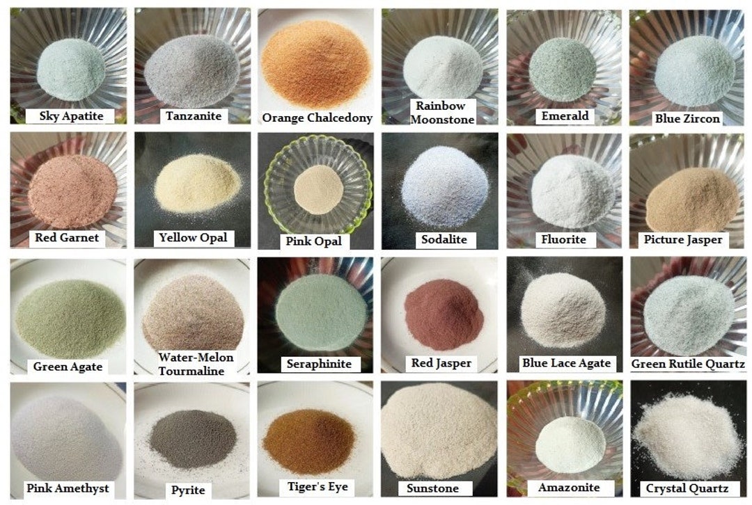 Set of 24 Natural Gemstone Dust Powder, Fine Crushed 25 Ct. in Each ...