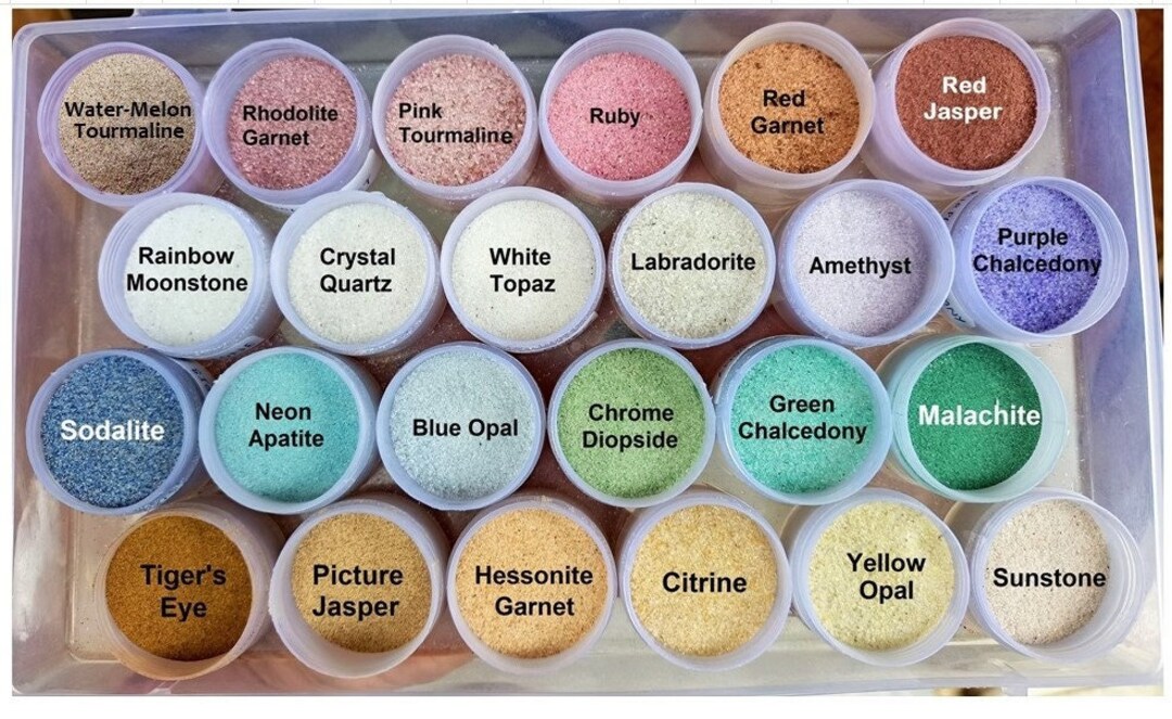 Set of 24 Natural Gemstone Dust Powder 25 Ct. in Each Stone for Jewelry ...