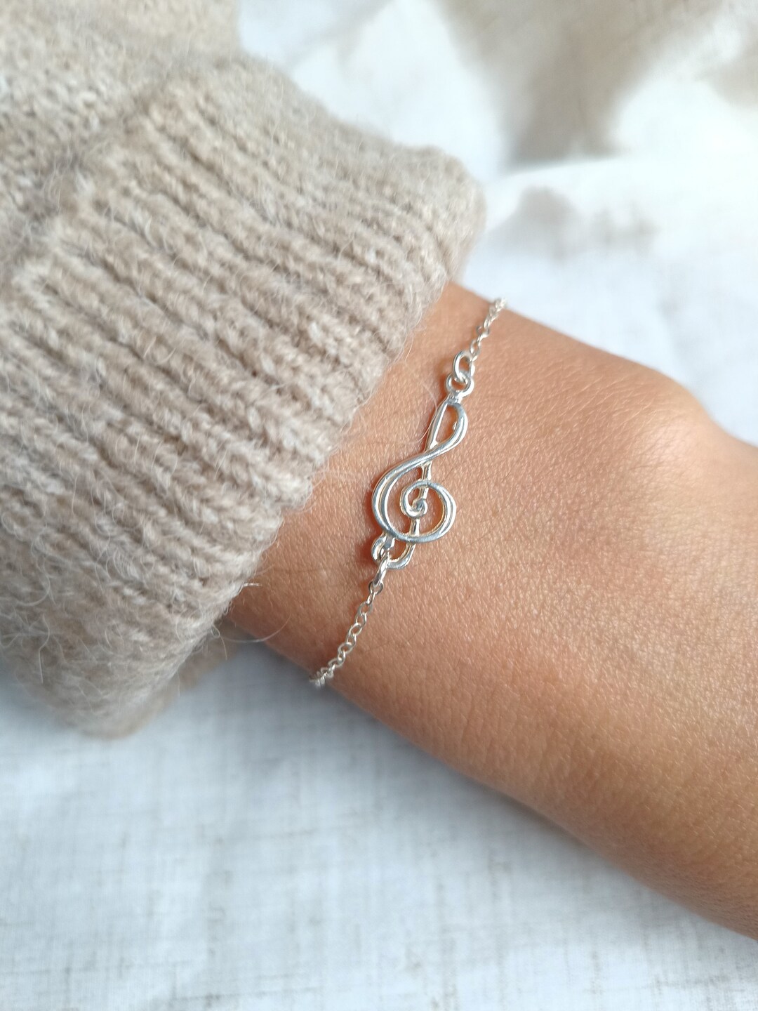 Violin Clef Bracelet, 925 Sterling Silver, Adjustable, Nickel Free. - Etsy
