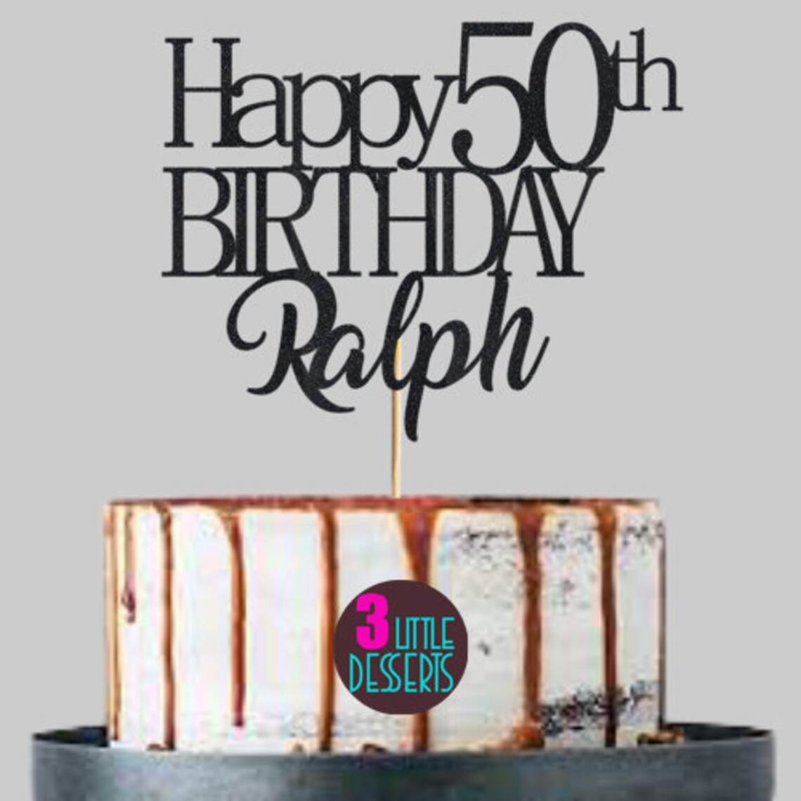 Happy 50th Birthday Cake Topper, Happy 50th Birthday, Custom Cake ...