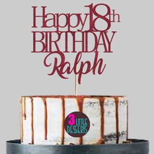18 Birthday Cake Topper, 18th Birthday, Custom Cake Topper, Birthday ...