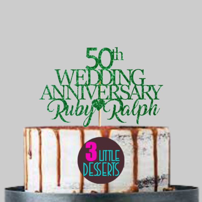 50th Wedding Anniversary Cake Topper Personalised Anniversary Etsy Uk