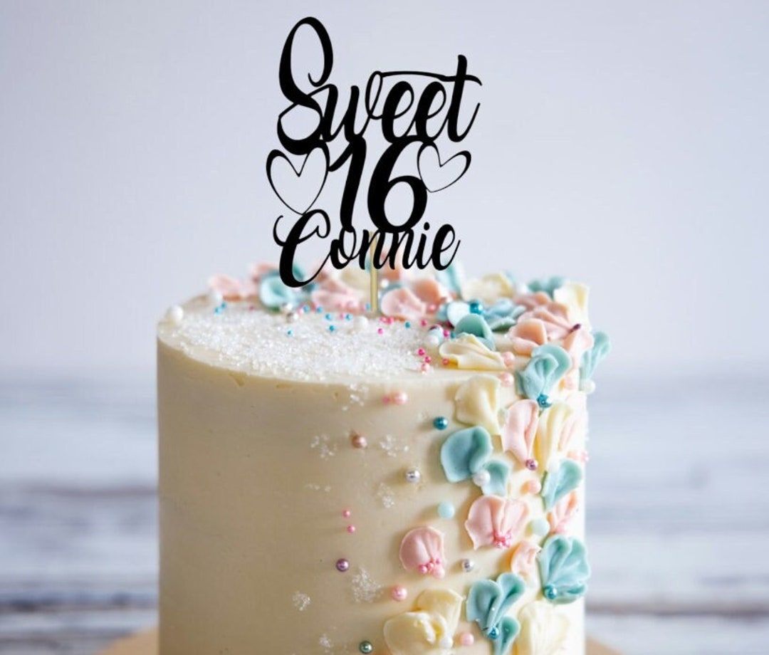 Sweet 16th Custom Cake Topper Personalised Glitter Card Gift Decoration ...