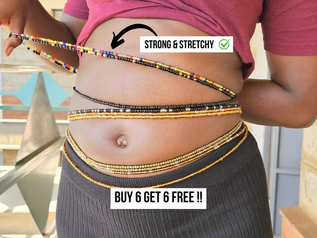 STRETCHY Waist Beads, ELASTIC Waist Beads, Waist Beads Tie On, Waist ...