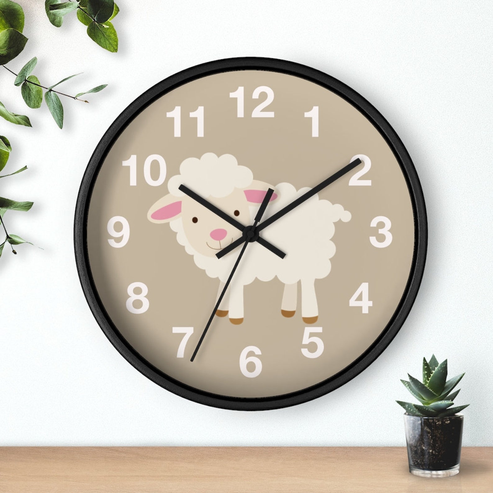 Smiling Sheep Wall Clock Kids Decor Wall Clock Animal Print Wall Clock ...