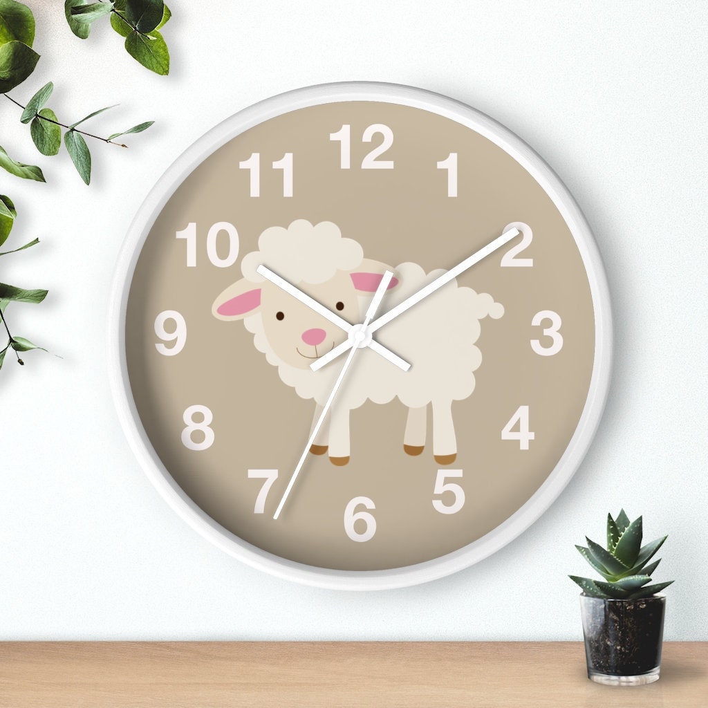 Smiling Sheep Wall Clock Kids Decor Wall Clock Animal - Etsy