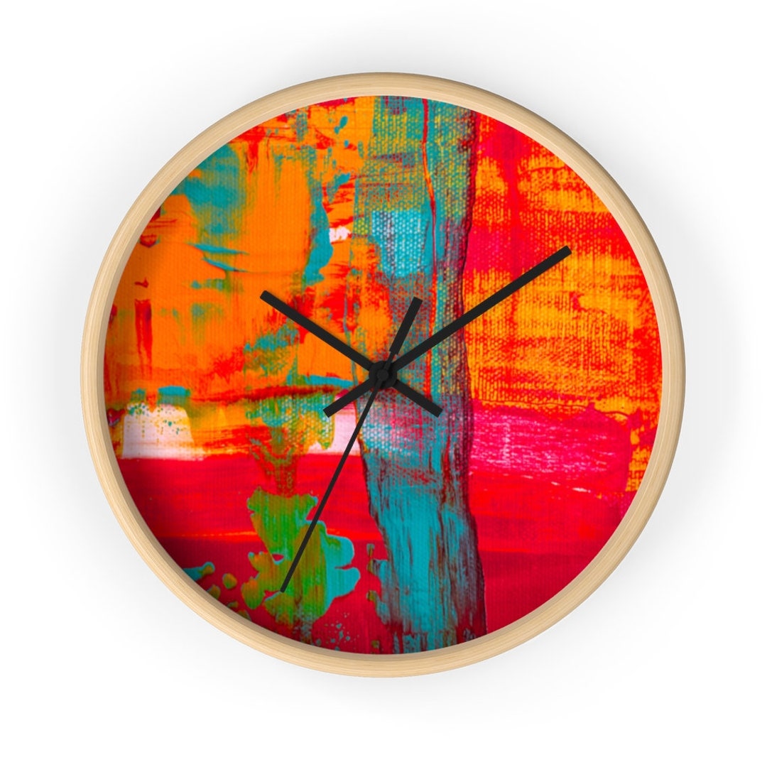 Abstract Intense Colors Wall Clock Decor Wall Clock Vibrant Wall Clock ...