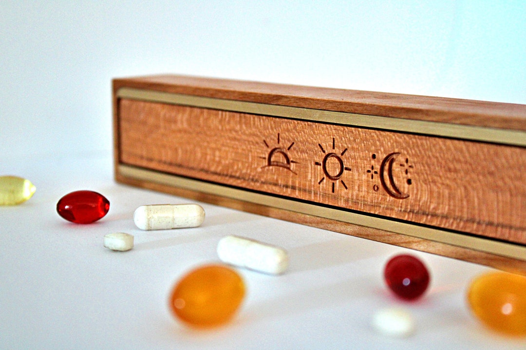 One Daily Shot Pill Case, Wood Pillbox, Pill Box, Custom Gift, Wood ...