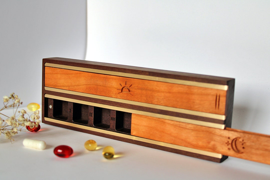 Walnut Wood Pill Case Large Pill Box Pillencase Large - Etsy