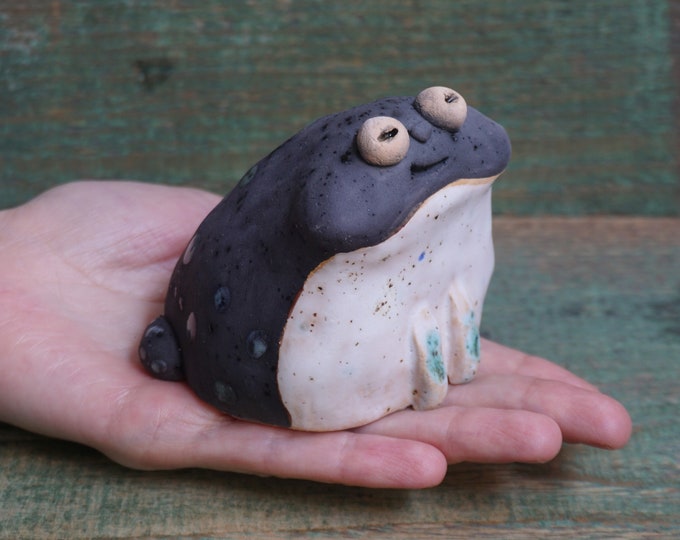 Ceramic Frog Figurine, Ceramic Sculpture Art, Cute Frog Statue, Kawaii ...