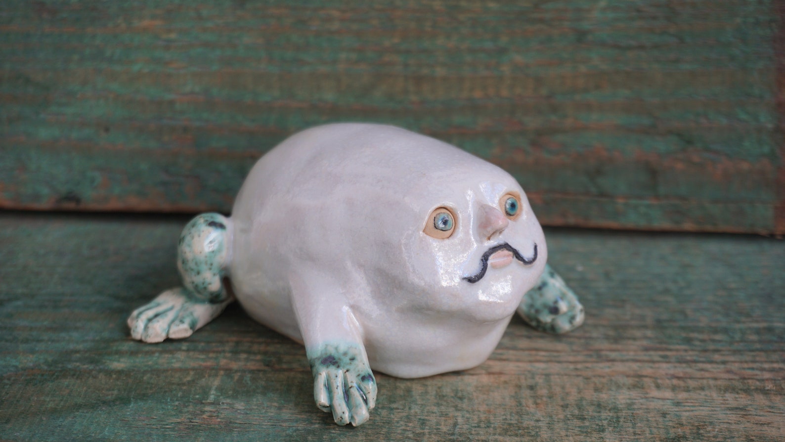 Ceramic Frog Figurine Ceramic Sculpture Human Face Cute Frog - Etsy