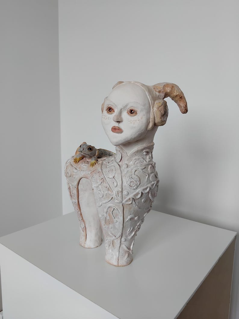 Handmade Ceramic Face Sculpture: Contemporary Clay Art Object - Etsy