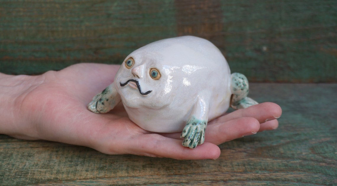 Ceramic Frog Figurine Ceramic Sculpture Human Face Cute Frog - Etsy