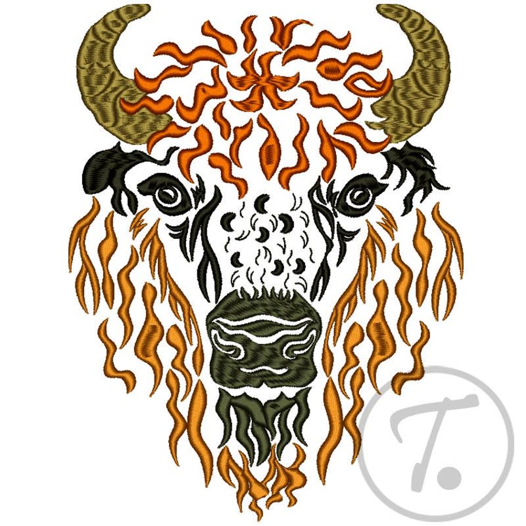 American Bison Embroidery Design: Wild Buffalo Pattern (digital ...