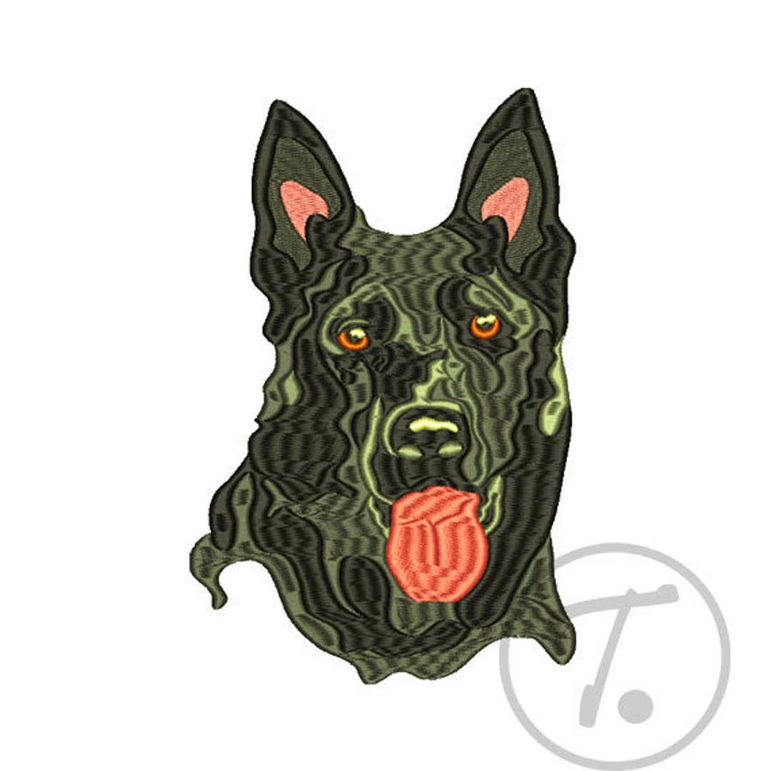 Dog Black Belgian Shepherd Embroidery Design. Embroidery of - Etsy