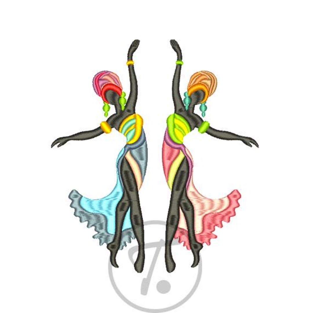 Dancers Embroidery Design. Black Dancers in 3 Sizes. Dancers Design ...