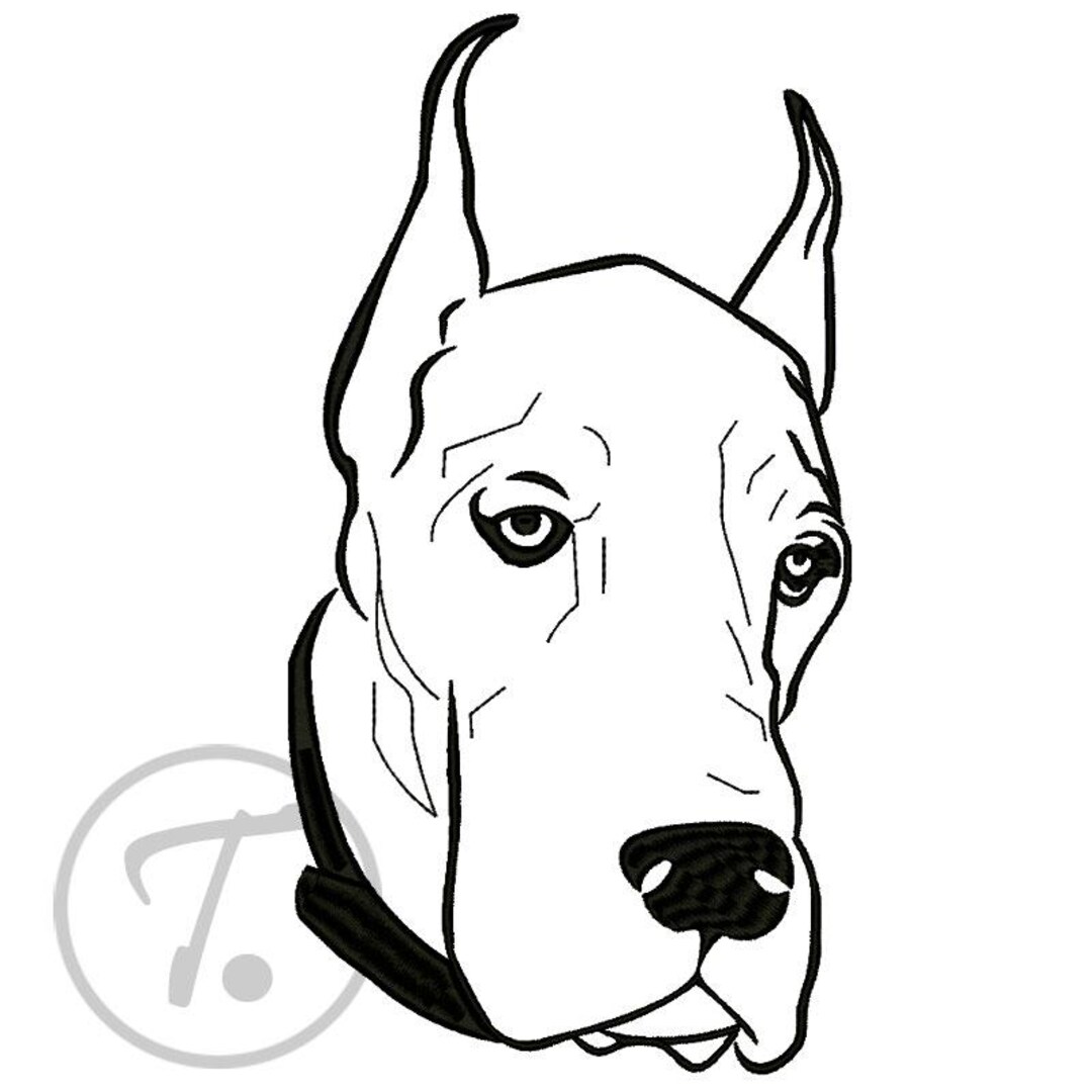 Dane Embroidery Design: Dog Portrait (digital Download, 3 Sizes - Etsy