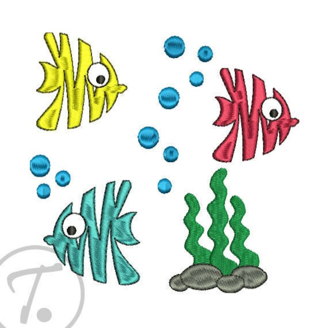 Fishes Embroidery Design. Tropical Fishes. Aquarium Fish Embroidery ...
