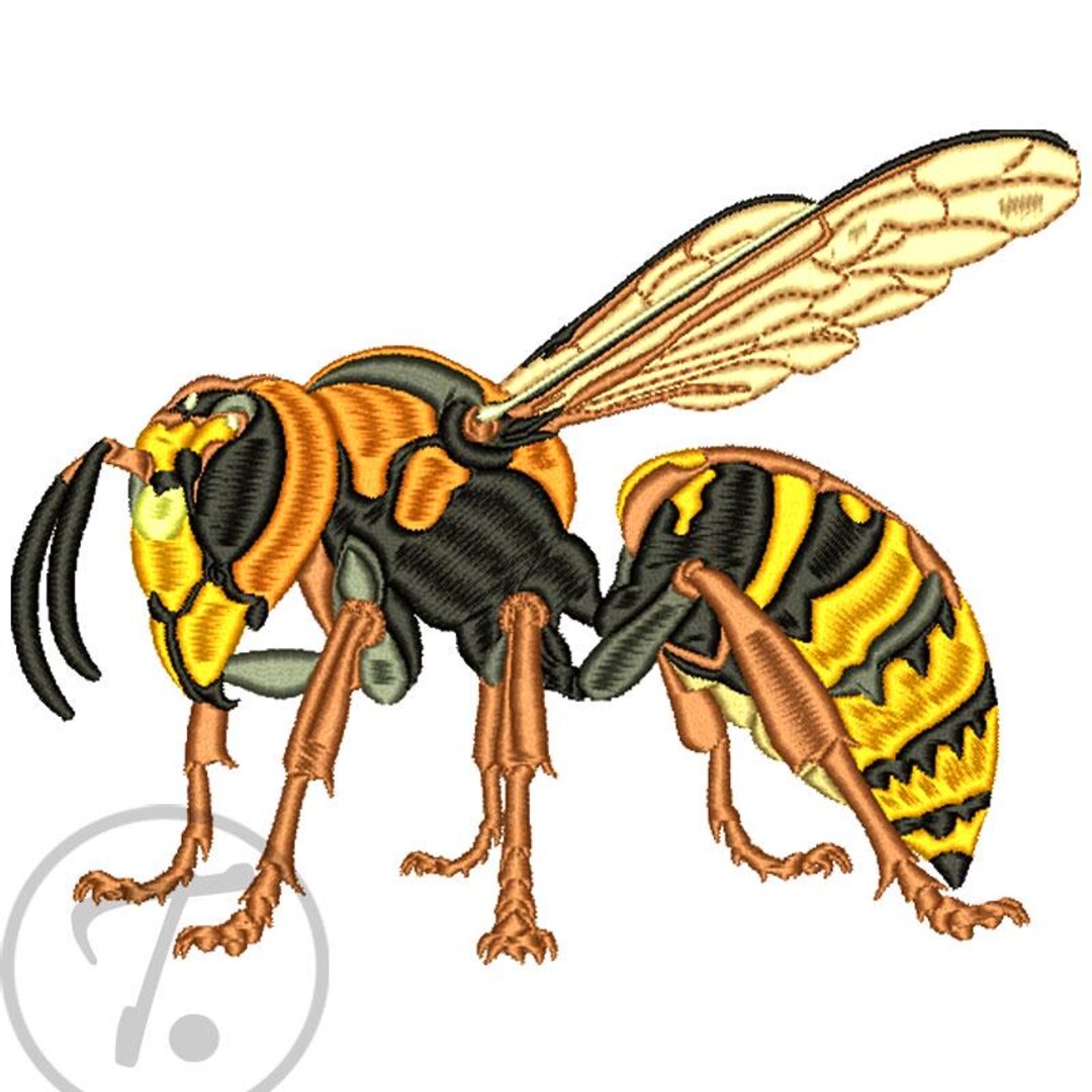 Wasp Embroidery Design: Hornet Insect Pattern (4x4, 5x7, 6x10) (digital ...