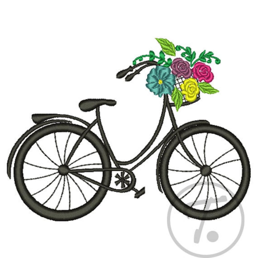 Bike Embroidery Design in 3 Size. Old Fashioned Bicycle. Cyclist ...