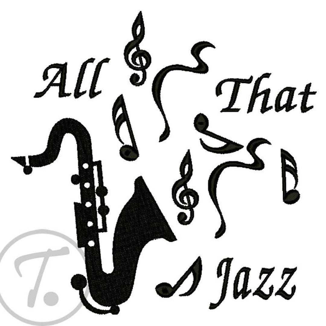 All That Jazz Embroidery Design: Music Emblem in 4 Sizes, Pattern ...