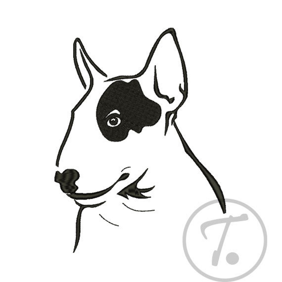 Bull Terrier Dog Embroidery Design. Dogs Embroidery Design in 4 Size ...