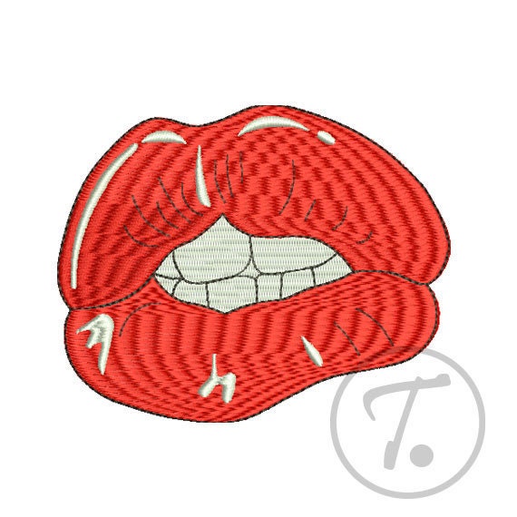 Lips embroidery design Clothes embroidery Lips in 4 size. | Etsy