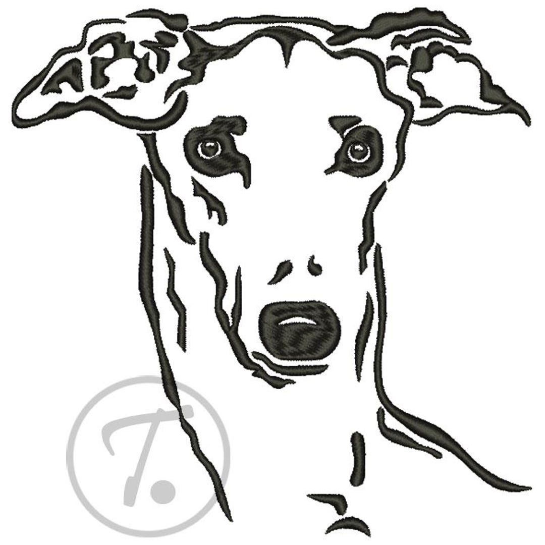Whippet Dog Embroidery Design: 4 Size Pet Portrait (digital Pattern) - Etsy