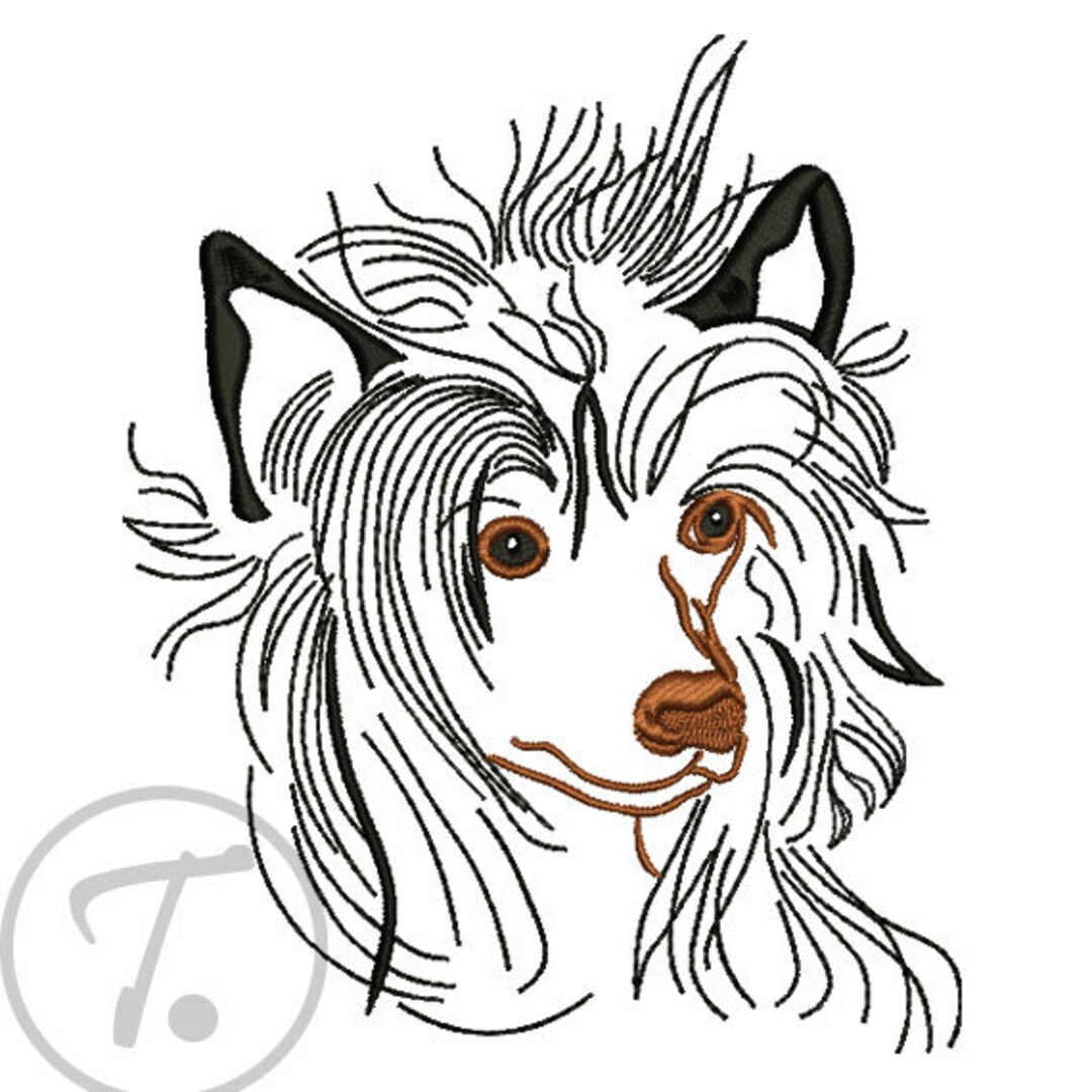 Chinese Crested Dog Embroidery Chinese Crested Design in 3 Size. Pet ...