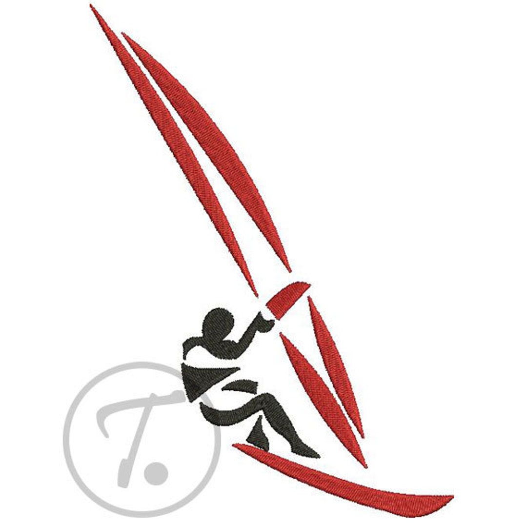 Windsurfing Embroidery Design. Sport Embroidery Design. Logo for ...
