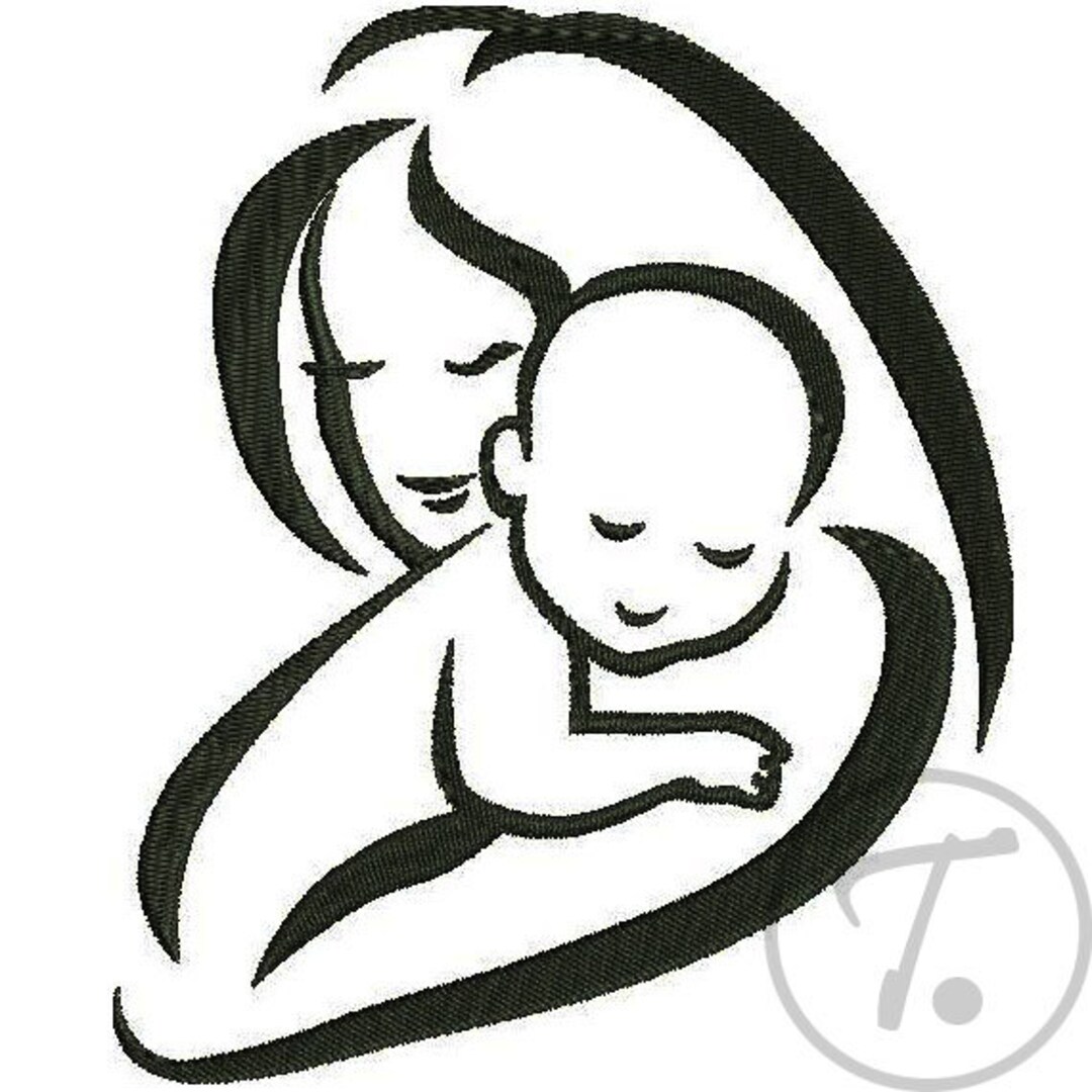 Mom and Baby Embroidery. Embroidery Design of Mom Holding Baby. Mothers ...