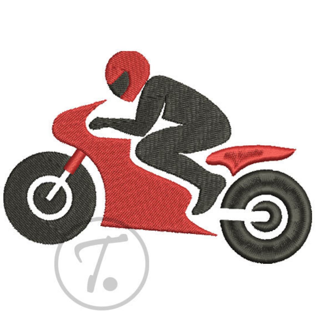 Motorcycle Sport Embroidery. Moto Racer in 5 Size. Motorcyclist ...