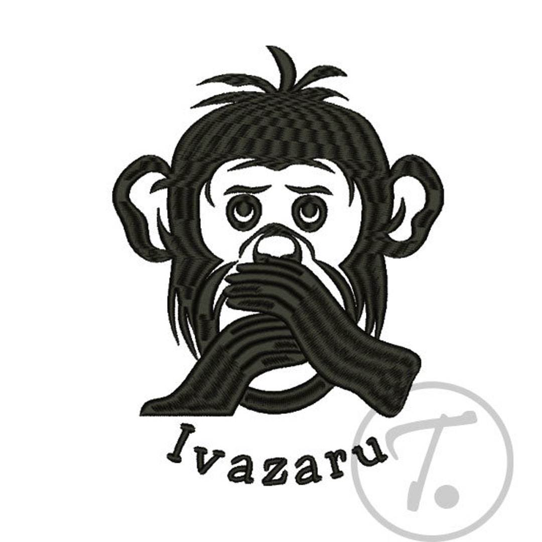 Religious Symbol Embroidery Design. Iwazaru Monkey Embroidery Design in ...