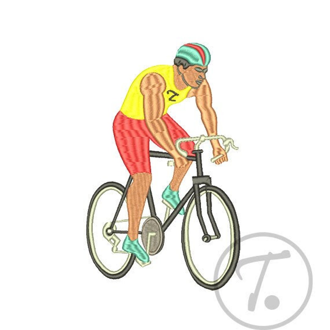 Sport Embroidery Design. Cyclist in 5 Sizes. Cyclist Sport. Embroidery ...