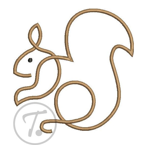 Squirrel in One Line Embroidery Clothes Embroidery. Squirrel - Etsy