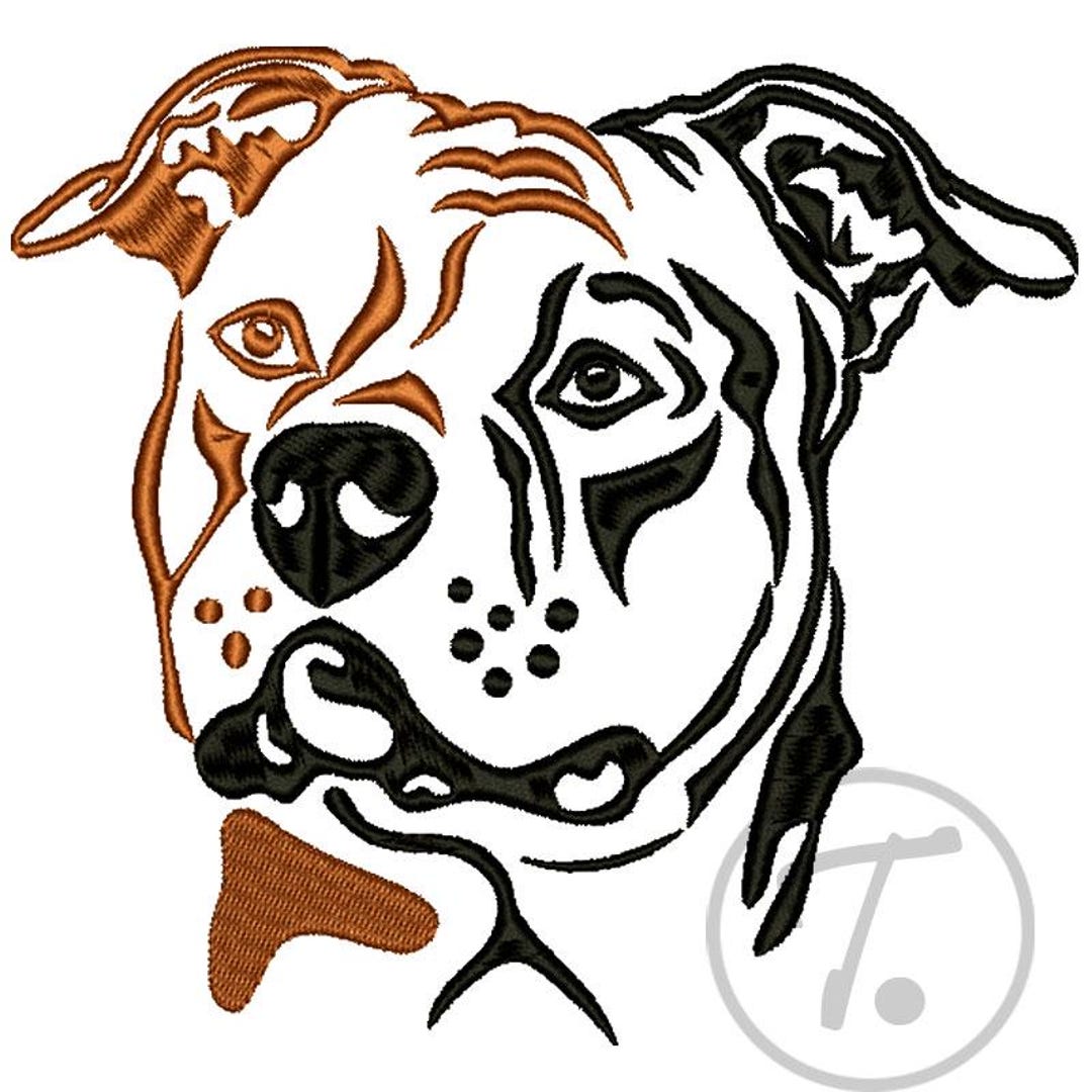 Staffordshire Bull Terrier Embroidery Design: Dog Portrait (4 Size ...