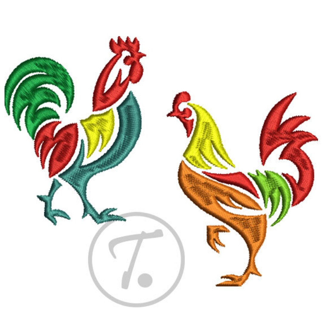Farm Animal Embroidery Rooster Embroidery Design in 3 Size Animal ...