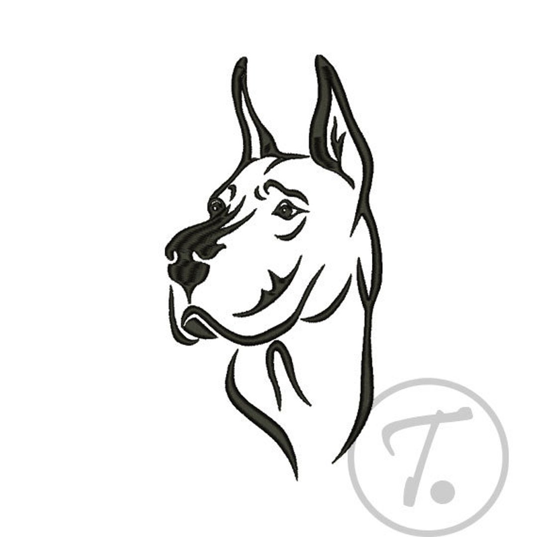 Great Dane Dog Embroidery Design in 4 Size. Dogs Embroidery Design ...