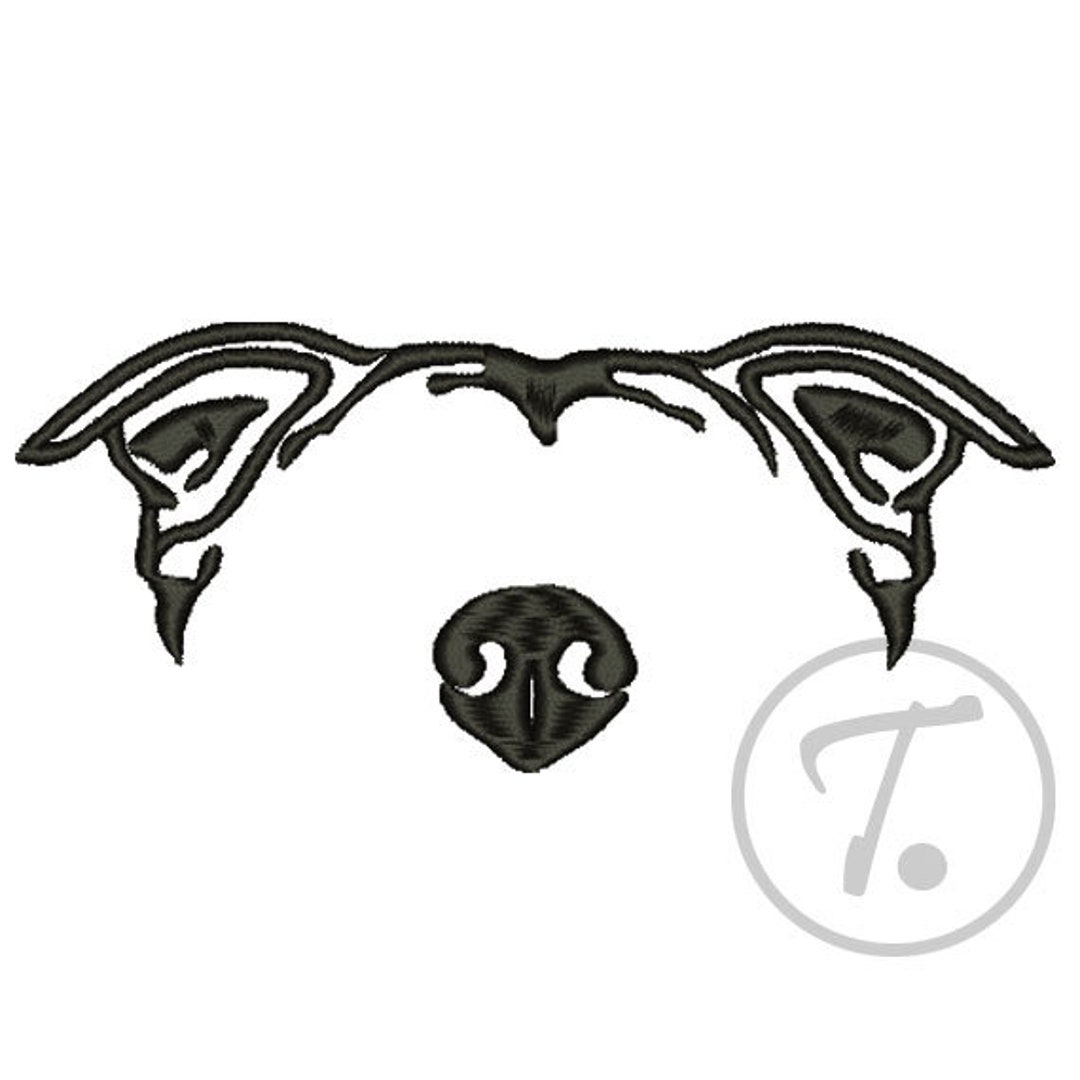 Pitbull Ears and Nose Design. Embroidery Design of Dog's Ears and Nose ...