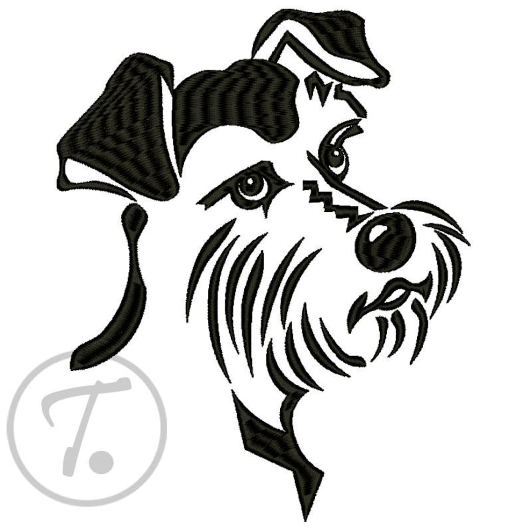 Schnauzer Dog Embroidery Design: 4 Sizes Dog Portrait (digital Pattern ...