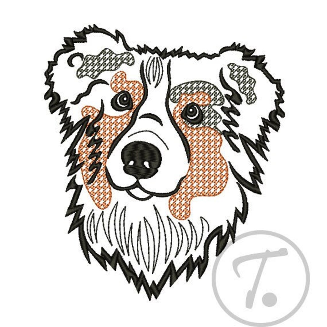Australian Shepherd Dog Embroidery Design in 3 Size. Dogs Embroidery ...