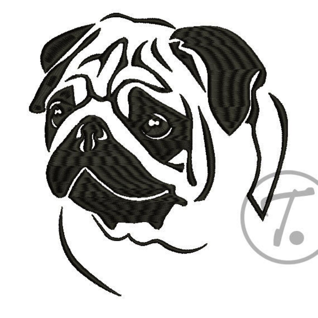 Pug Dog Embroidery Design in 3 Size. Pug Dogs Embroidery. Pets Design ...